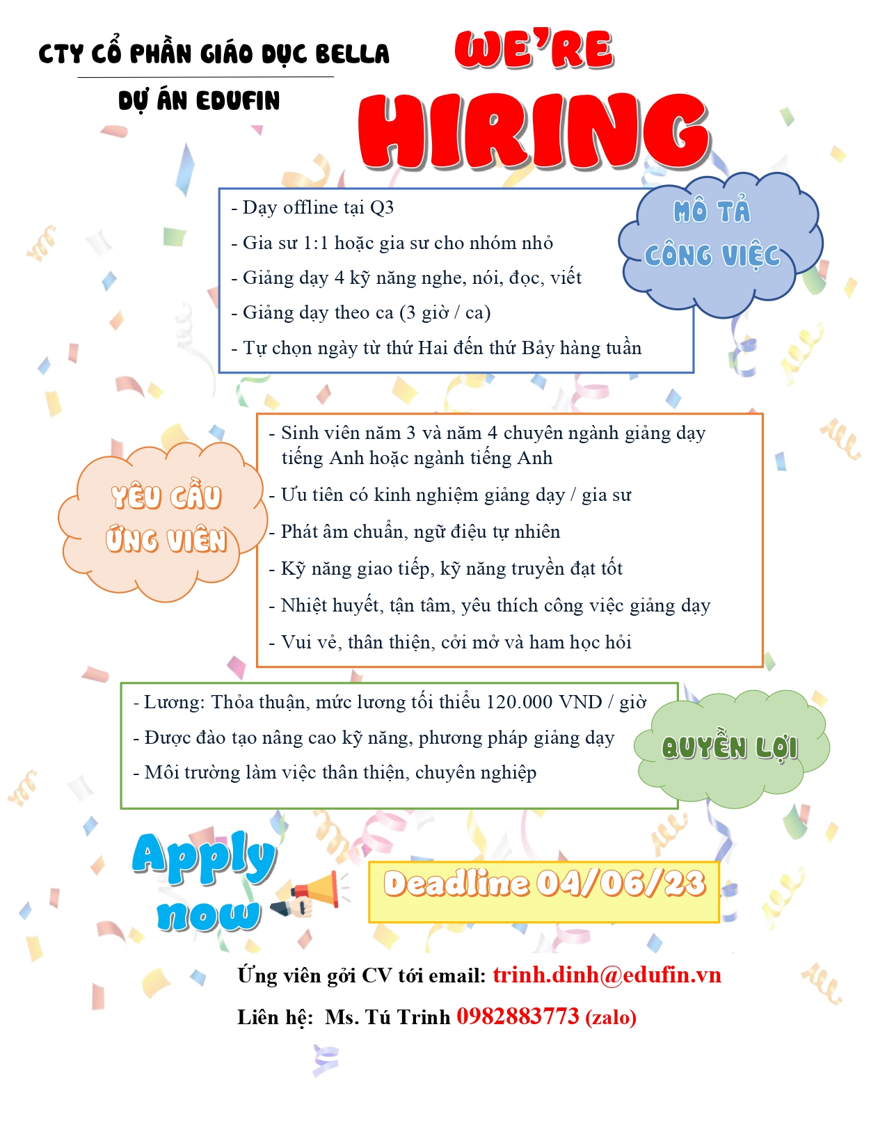 Bella Education Joint Stock Company is now hiring English Teacher ...